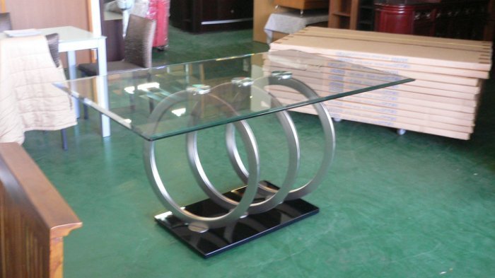 樂居二手家具館 全新中古傢俱賣場 BN105*全新庫存玻璃餐桌*洽談桌 戶外休閒桌 啤酒桌 業務桌 會議桌 各式桌椅拍賣 - 台中文心賣場 ...